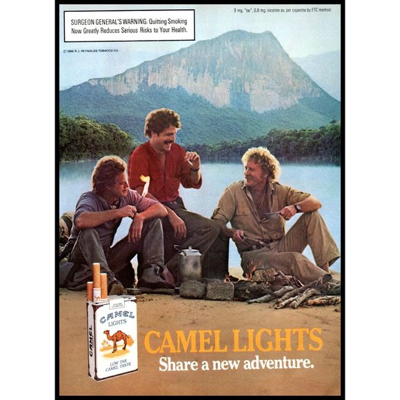 Camel | Art | 986 Camel Lights Cigarettes Vintage Print Ad Campfire ...